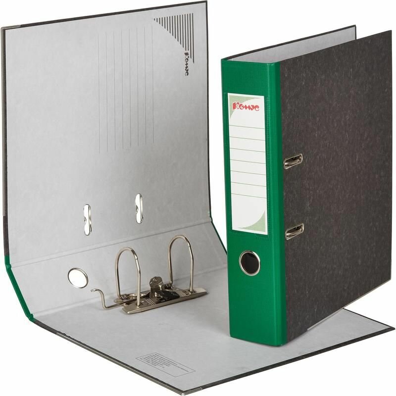 Папка-регистратор Комус 75 мм мрамор зеленая