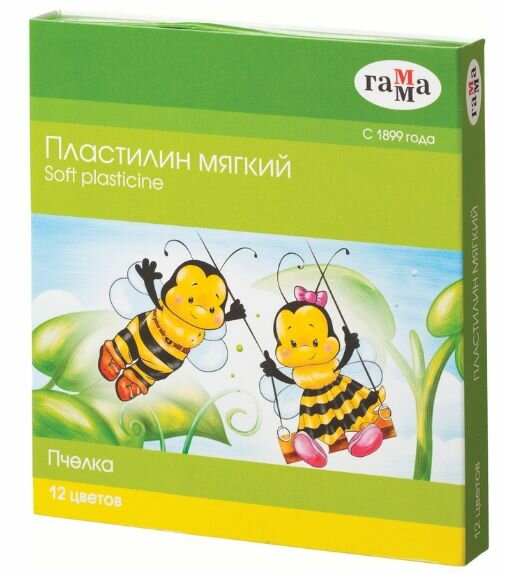 Пластилин восковой Гамма Пчелка, 12 цветов, 180 г