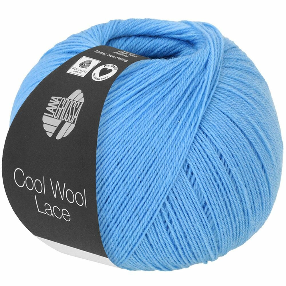 Пряжа для вязания Lana Grossa Cool Wool Lace (48 Azurblau) 2 мотка по 50 г/400 м