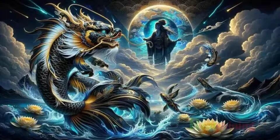 Алмазная картина "Черный Золотой Дракон" алмазная огранка 40х50 см,40x50cm, белый