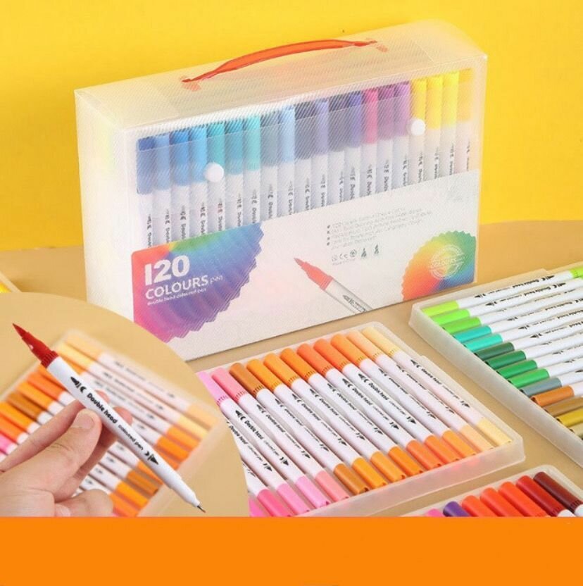 Маркеры двусторонние с кисточкой (брашпен) и линером G-