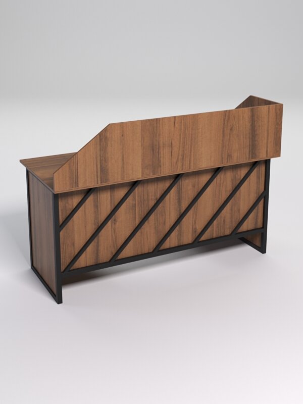 Стол двухтумбовый офисный С-07 с экраном "стронг" в стиле лофт декор №2, Орех