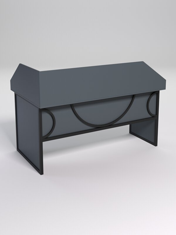 Стол эргономичный офисный СЭ-18 (правосторонний) с экраном "стронг" в стиле лофт декор №1, Темно-серый