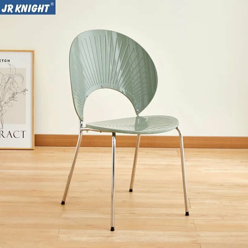 Стул JR Knight, со спинкой, пластик, металл, светло-зелёный, 1шт