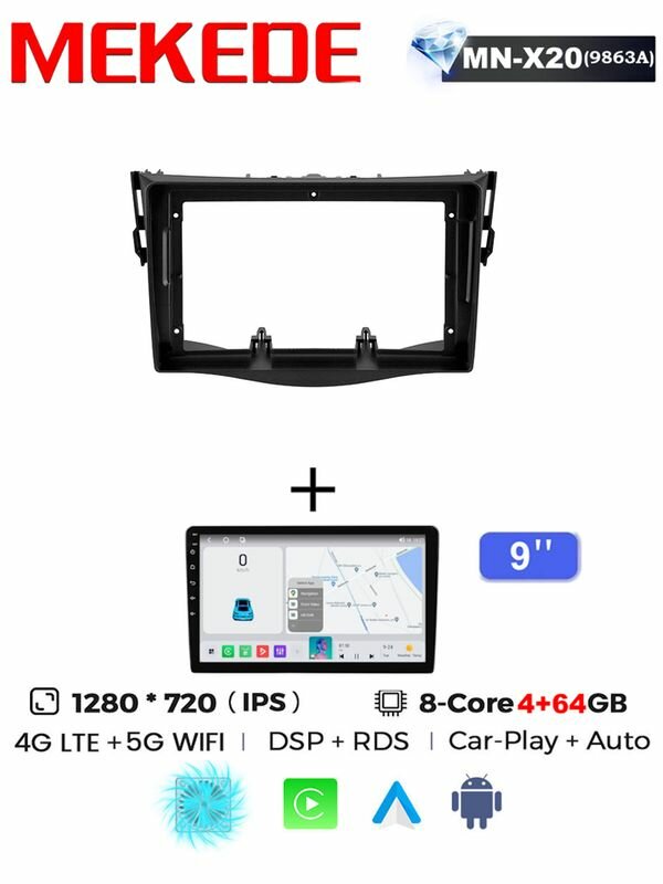 Магнитола 9" Mekede MN X20 Pro 4/64 Gb Toyota RAV4 3 XA30 2005-2016 F1 carplay