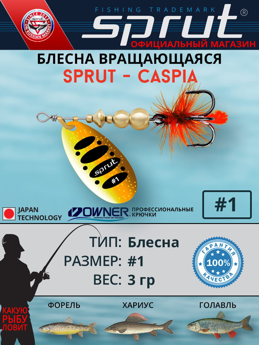Блесна Вращающаяся Sprut Caspia #1 (50mm/3g/BRTR)