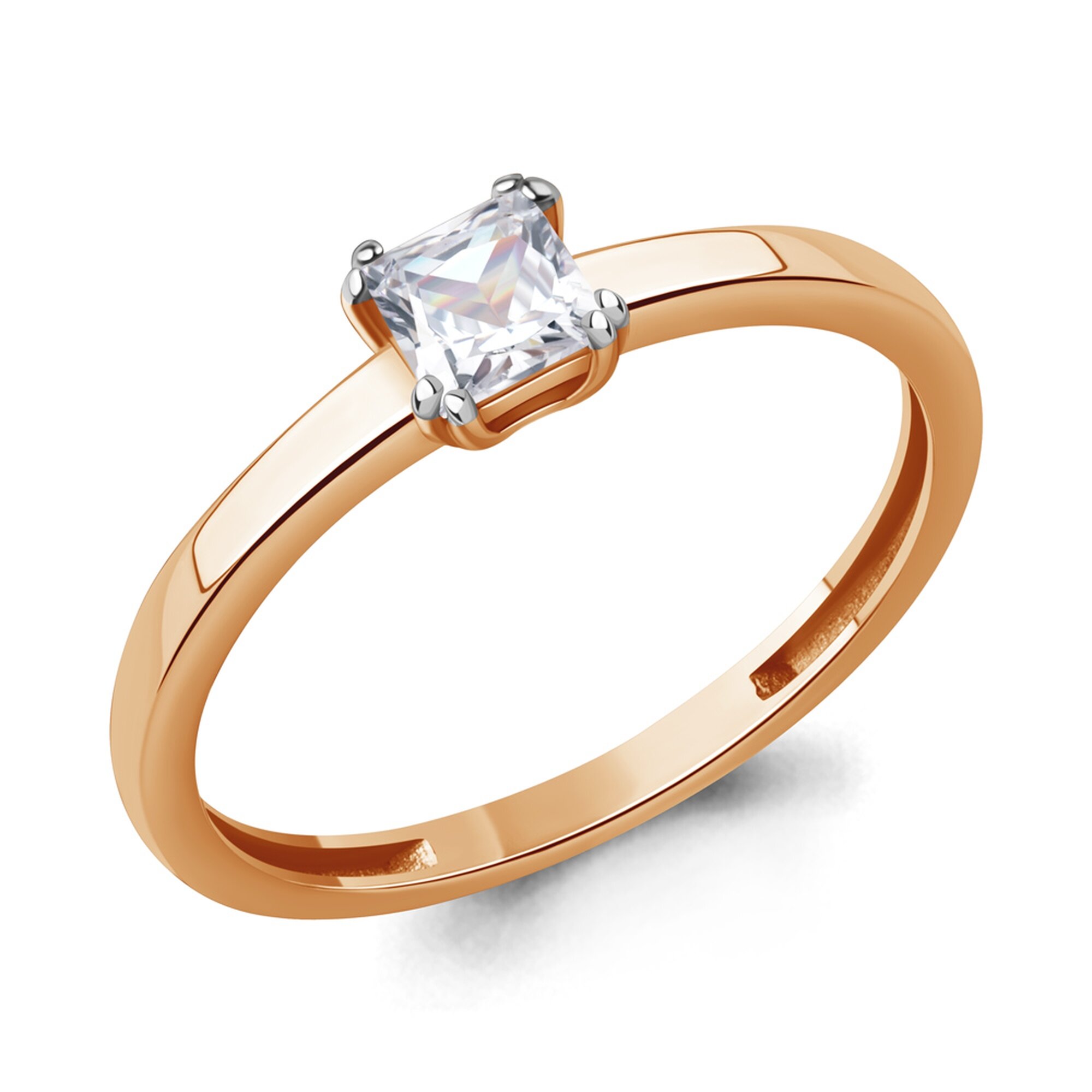 Кольцо, красное золото, 585 проба, бриллиант выращенный