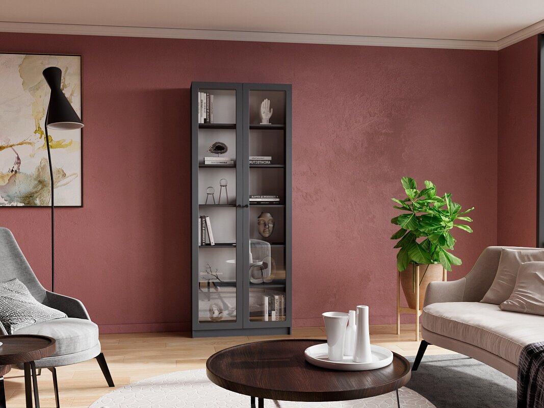 Стеллажи МебельЛэнд24 Билли Стольмин 20 Графит 80x30x203 серый для книг