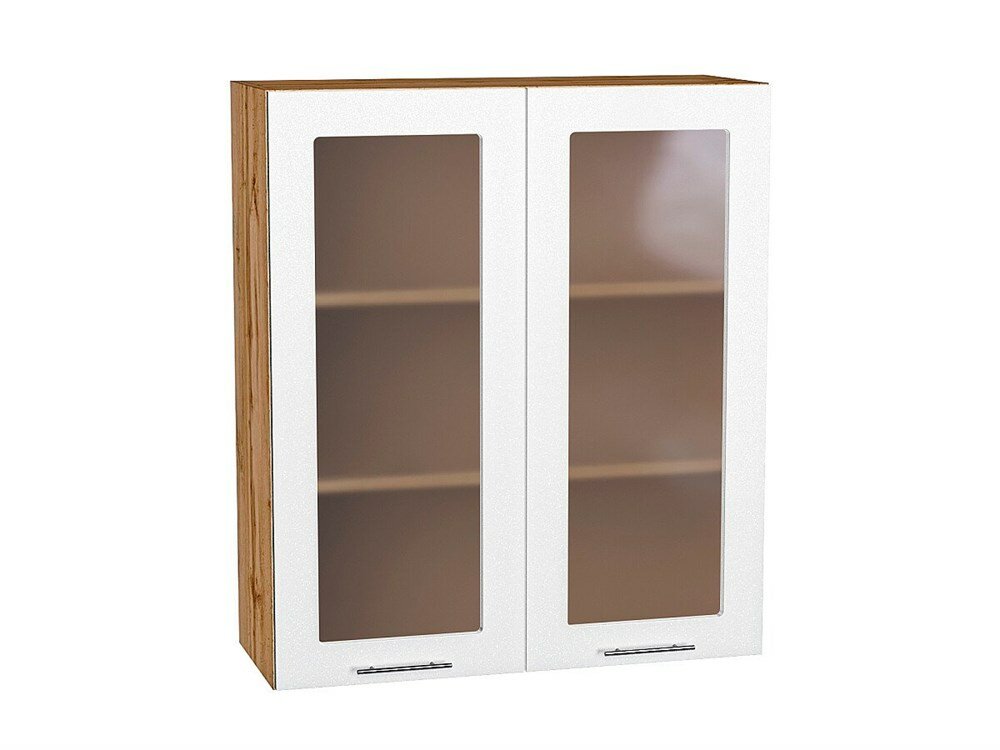 VVT Шкаф верхний с 2-мя остекленными дверцами Валерия-М Дуб Вотан, Белый металлик, 920, 800