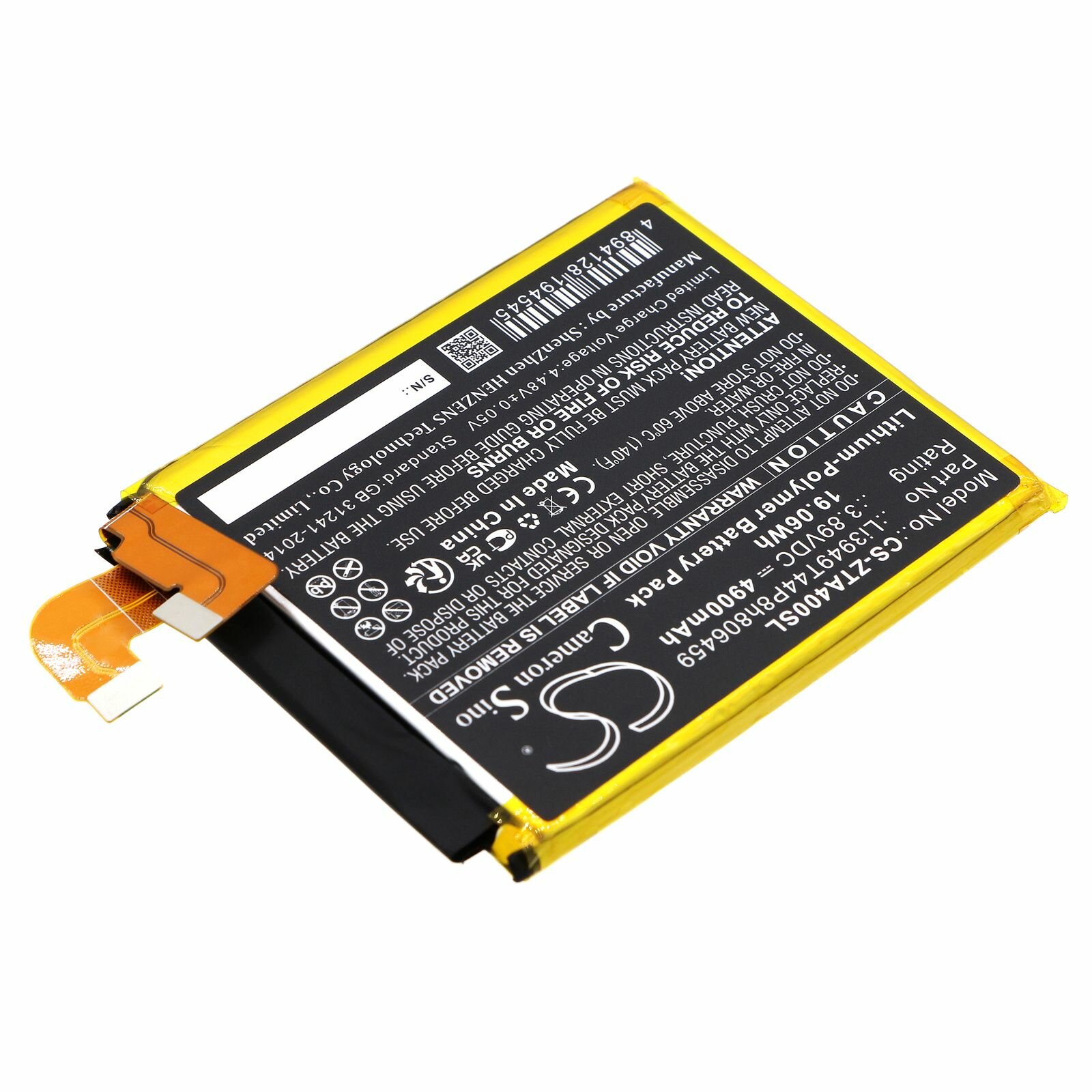 CS-ZTA400SL Категория Мобильный телефон, смартфон батарея Подходит для бренда ZTE Подходит модель A2023P, A2023PH, Axon 40 Ultra, Axon 40 Ultra 5G 4900mAh / 19.06WhmAh 3.89V
