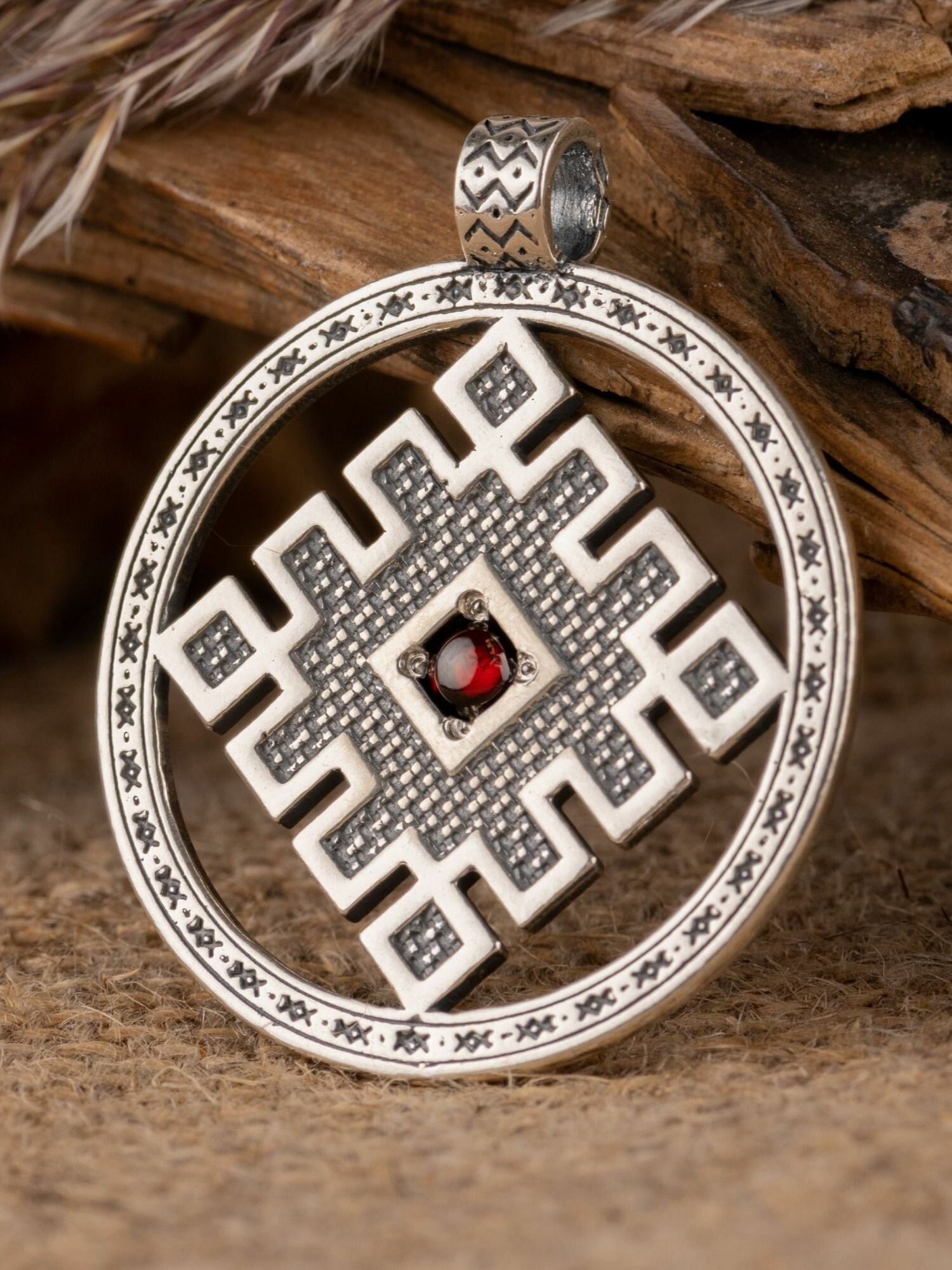 Славянский оберег, подвеска, серебро, 925 проба, чернение