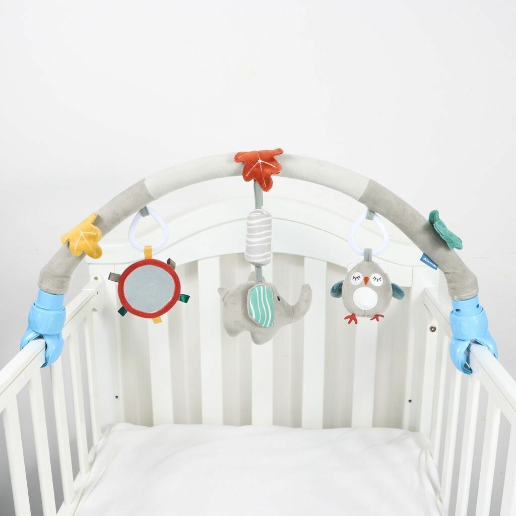 Развивающая дуга с игрушками для коляски универсальная на шезлонг, стульчик, кроватку/ игровая подвеска в автолюльку/ растяжка погремушки для новорожденных малышей -jua