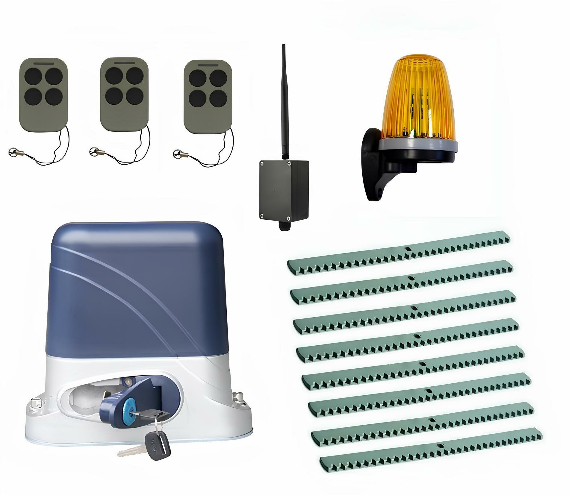 Автоматика для откатных ворот KSL-800 KIT-L3K8-BT-Т3, комплект: привод, 3 пульта, Bluetooth-модуль, лампа, 8 реек