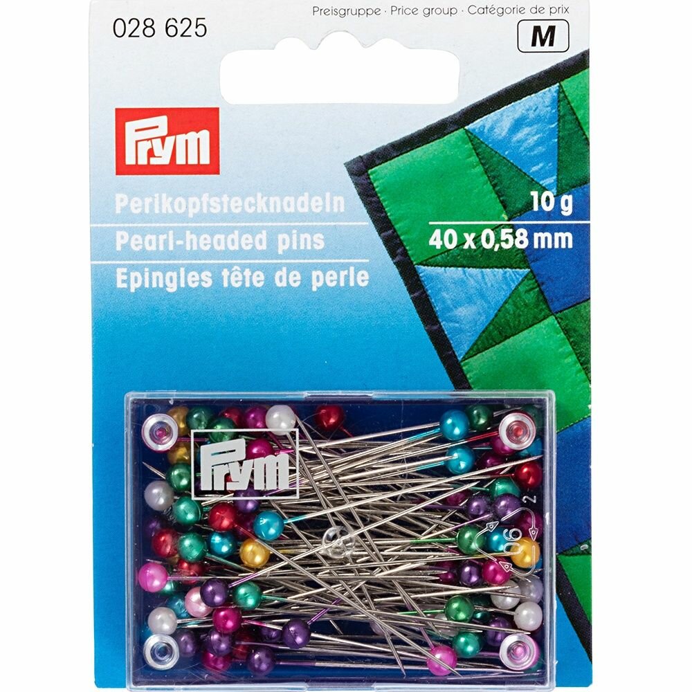 Иглы для закалывания PRYM "Шарики", ассорти, жемчужные, сталь, 10 г, 40 мм, в пластиковой упаковке (028625)