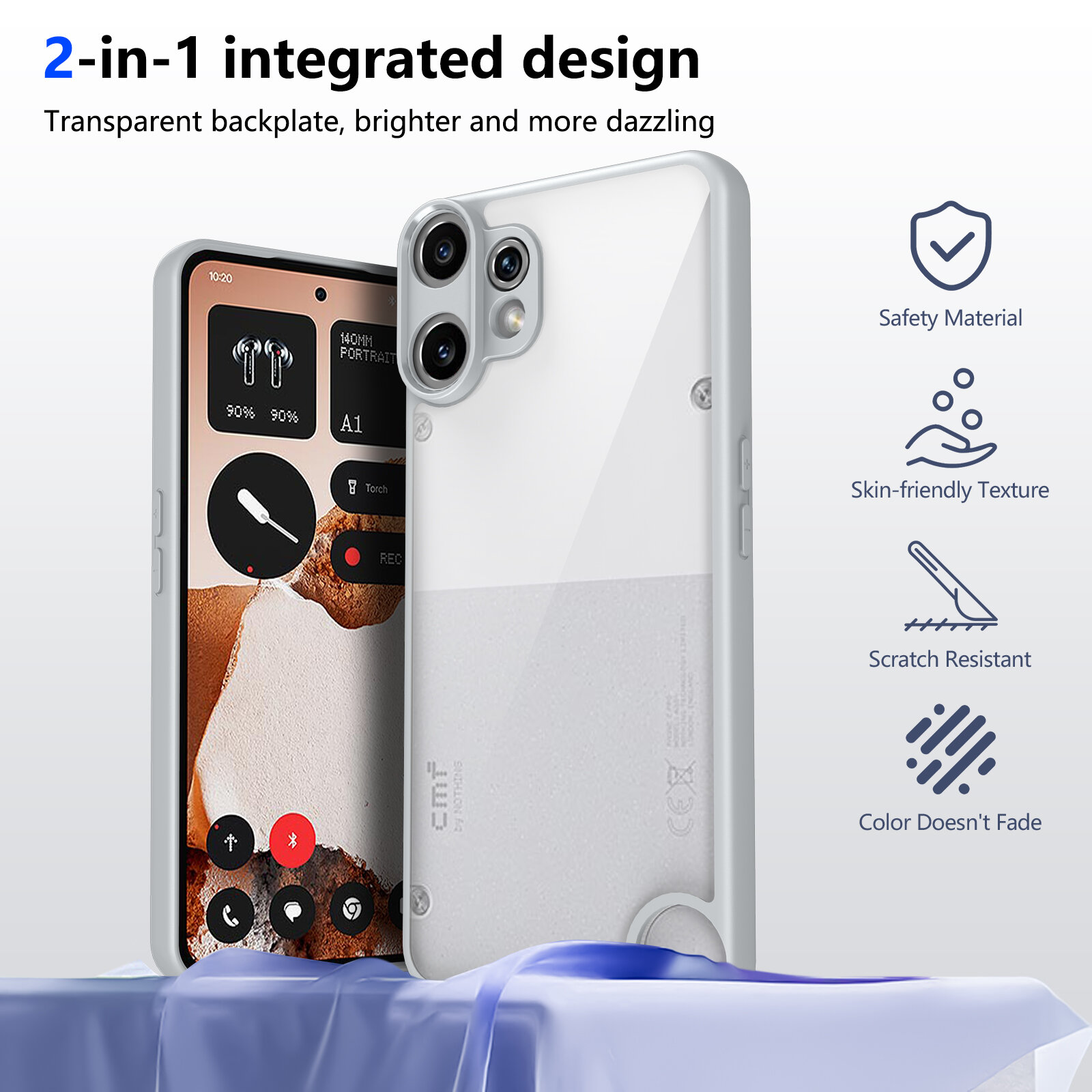 Чехол для Nothing CMF Phone 2 Pro, глянцевая поверхность, пластик, защита камеры, ударопрочный, Nothing, Nothing CMF Phone 2 Pro, чехол-кардиомонитор, gray