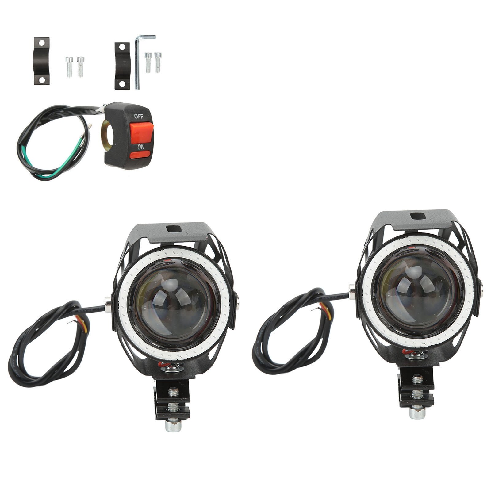 30W светодиодная фара для мотоцикла с Angel Eyes, дальний/ближний свет, IP68, 12-60В, синяя