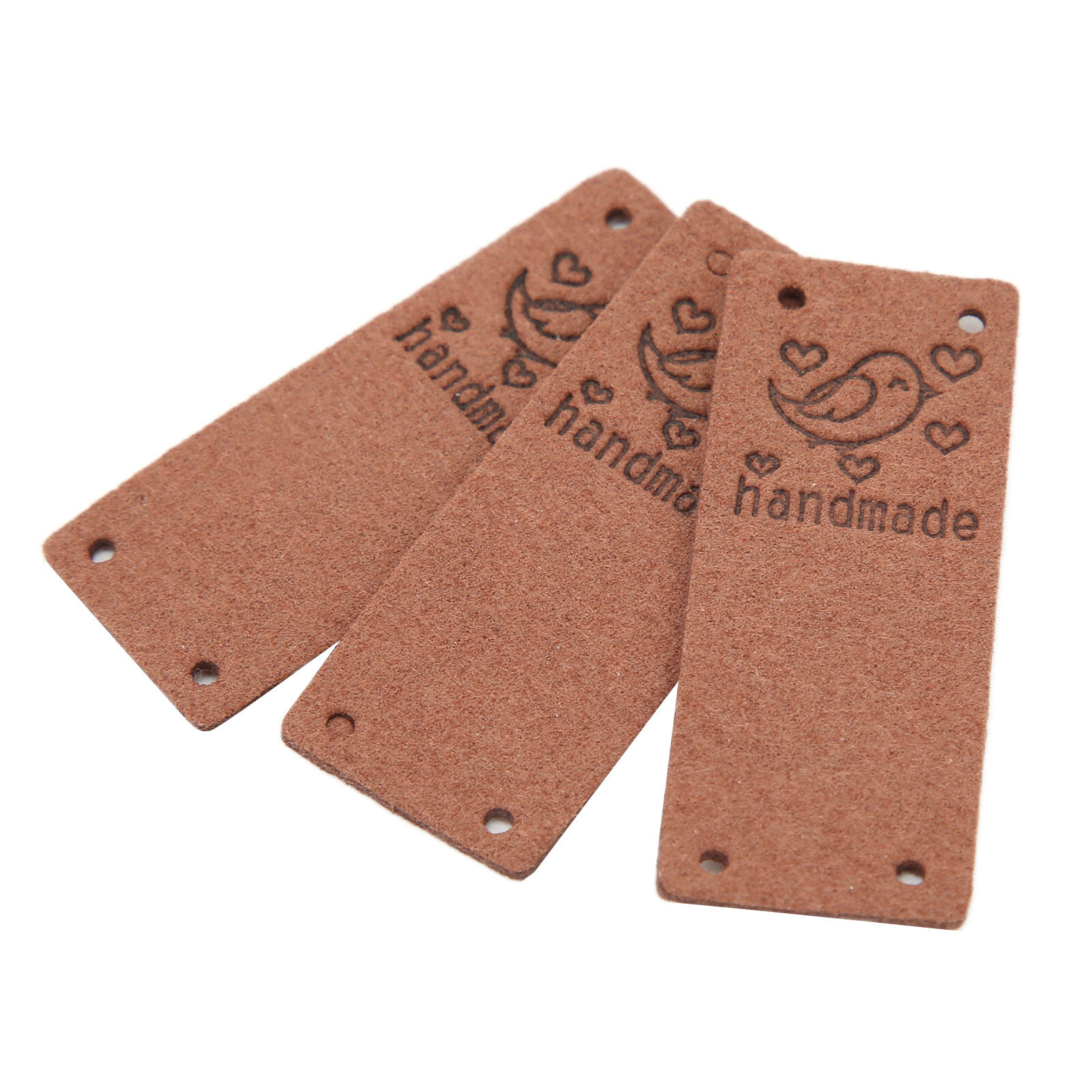 100 шт, бирка из искусственной кожи, цвет птицы, мягкая ручная работа, 4 отверстия, полезные аксессуары «сделай сам», для шляпы-кошелька (темно-коричневого цвета)