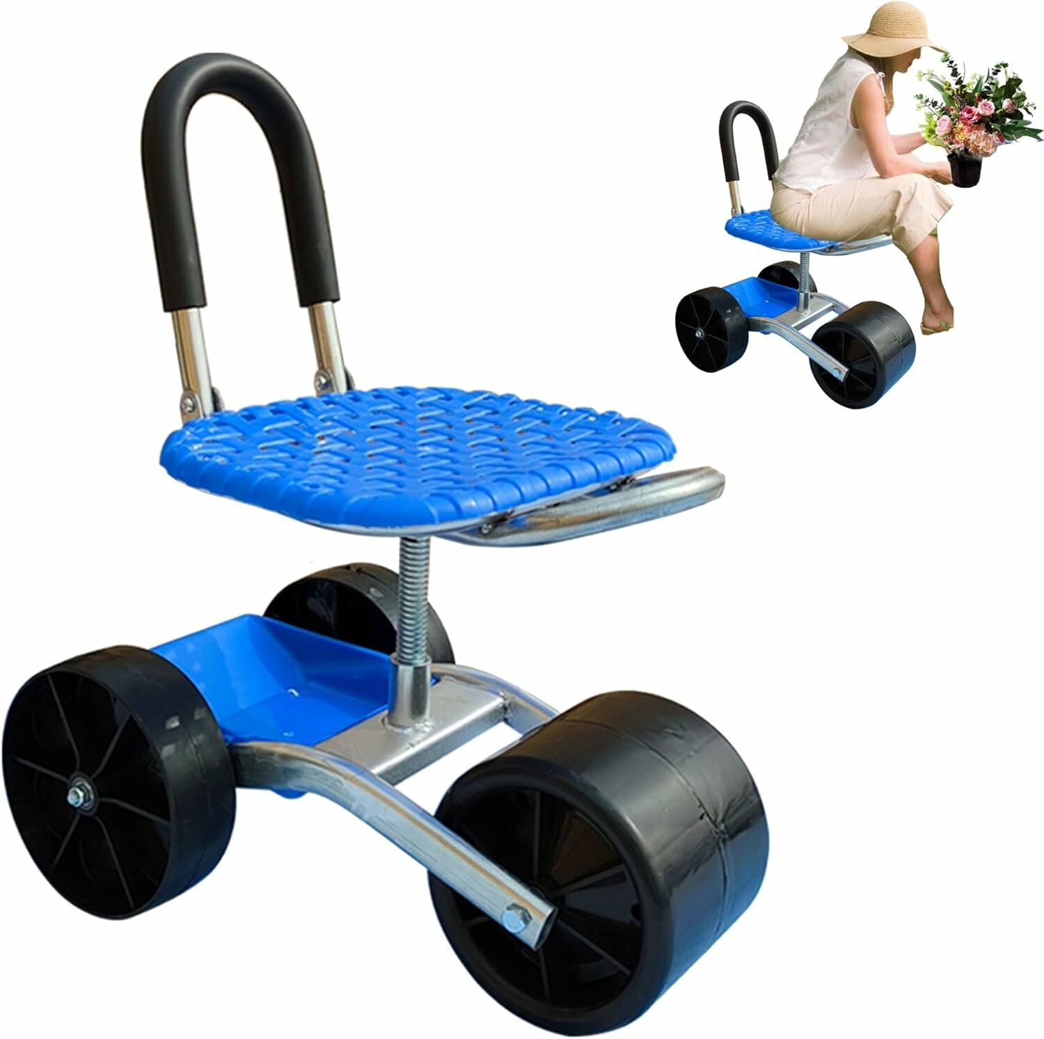 Передвижной табурет для дачи и сада на колесах