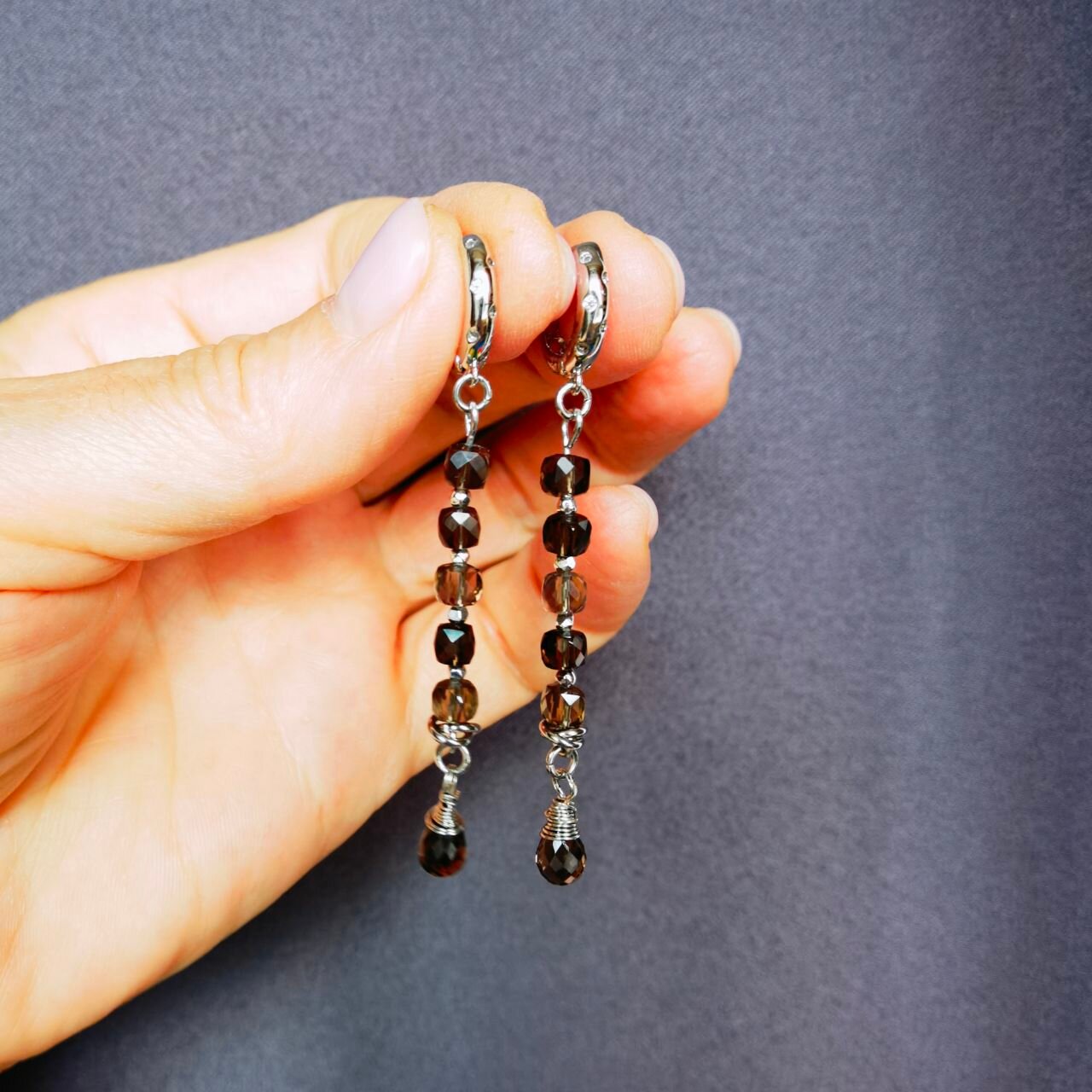 Серьги, раухтопаз