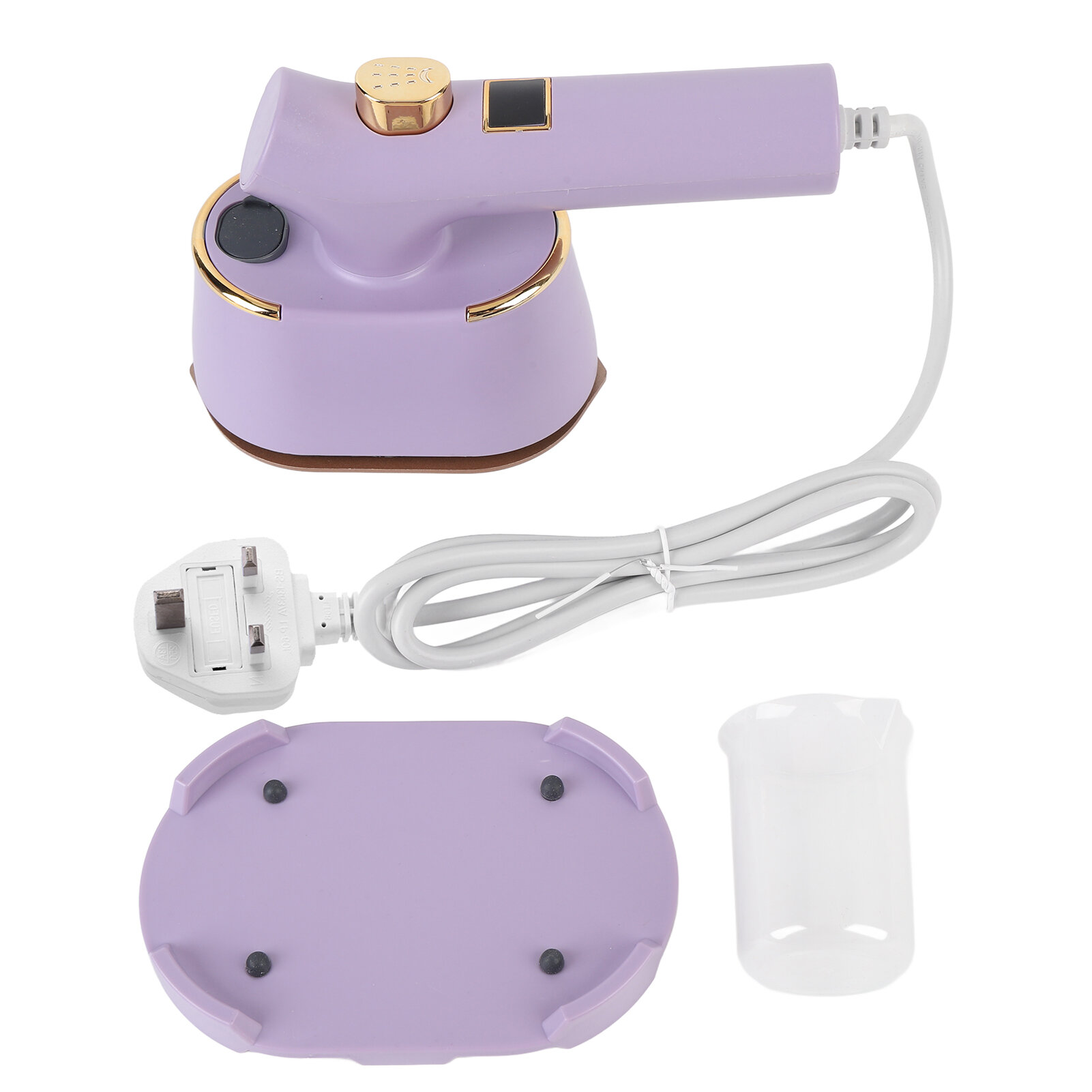 Портативный паровой утюг для одежды, ручной мини-утюг из алюминиевого сплава с резервуаром для воды 120 мл, дорожный, вилка UK 220 В, фиолетовый.