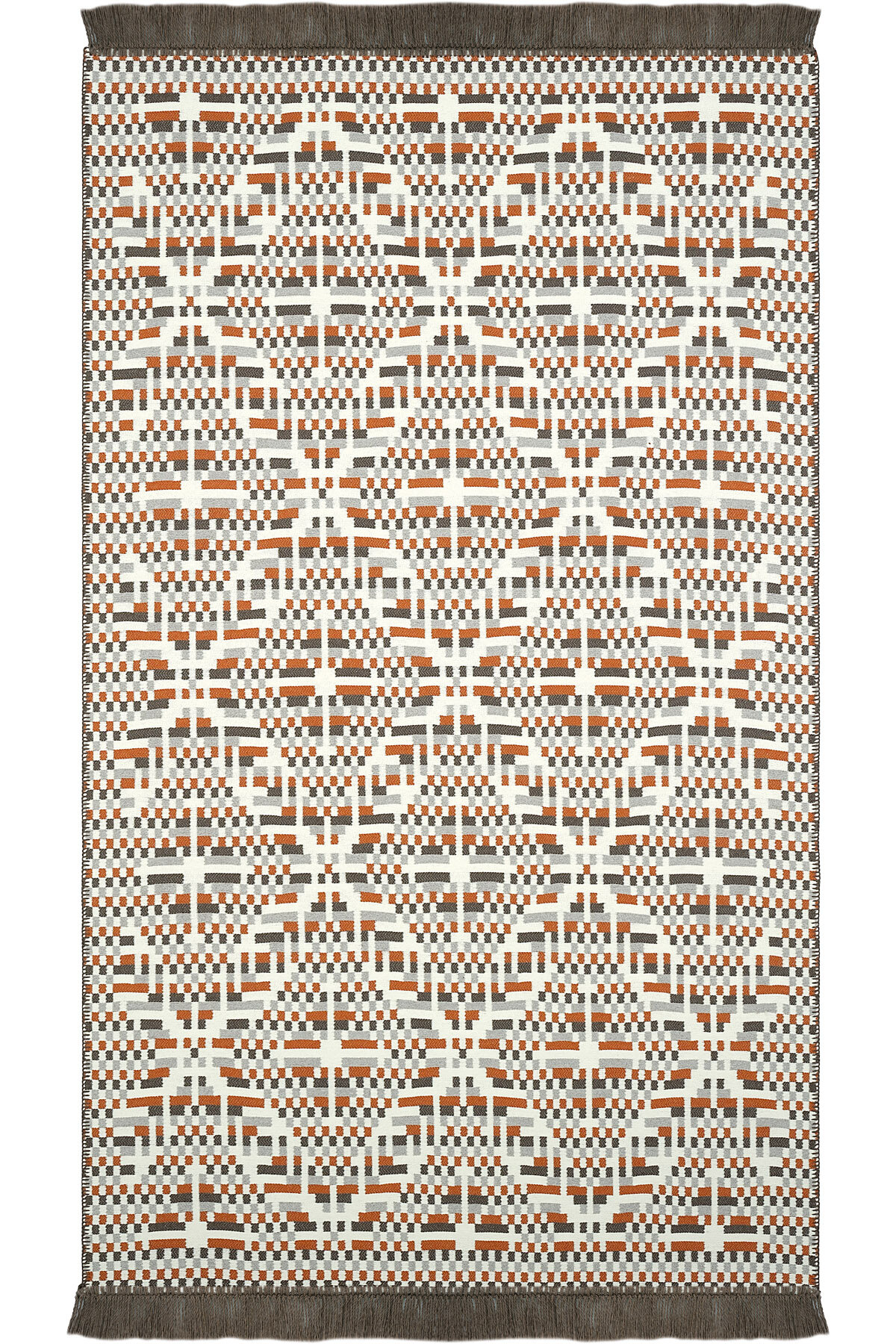 Ковер Cool Hali Lovely 2515A килим 160х230 см Шафрановая мозаика (бежевый, белый, кирпичный, серый) двусторонний акриловый с геометрическим орнаментом