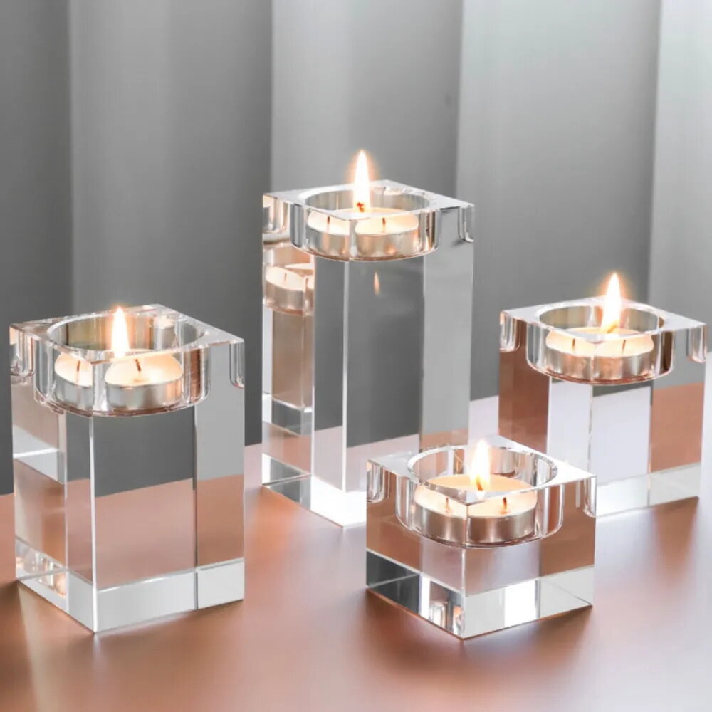 Набор хрустальных подсвечников "Элегантность", 4шт, без свечи, настольный, прозрачный