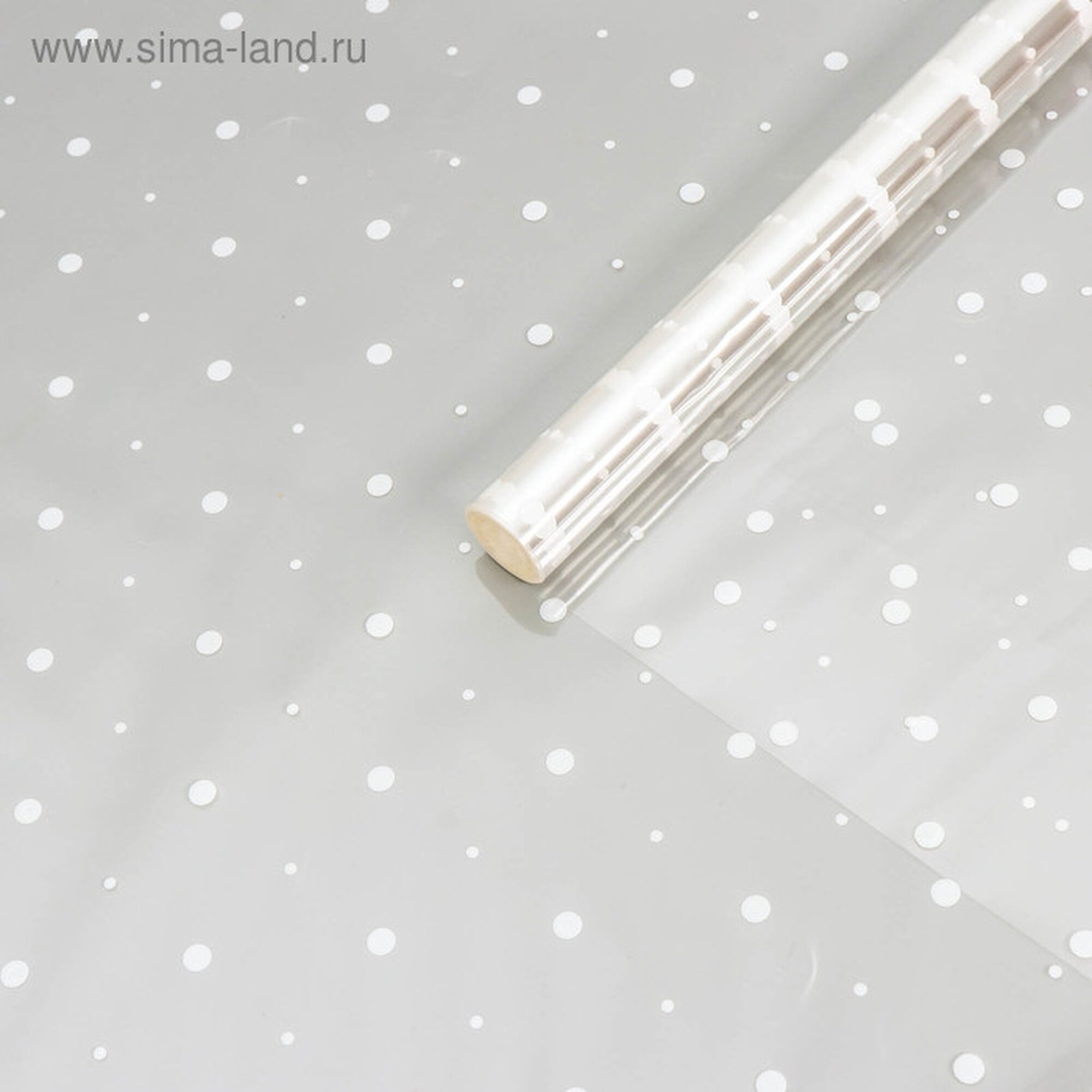 Пленка упаковочная для цветов с белым рисунком "Горох", 0,7 х 7,6 м, 40 мкм, 200 г