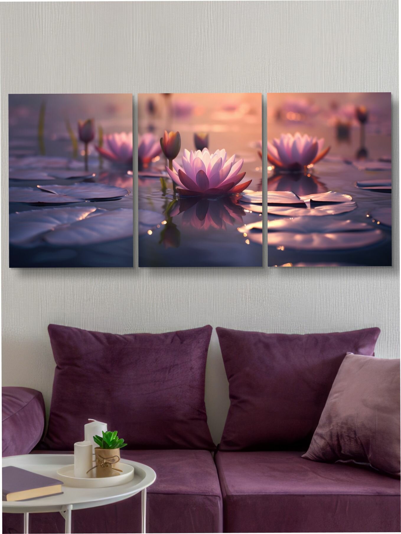 Картина Озеро в цвету модульная 50x70см 3шт.