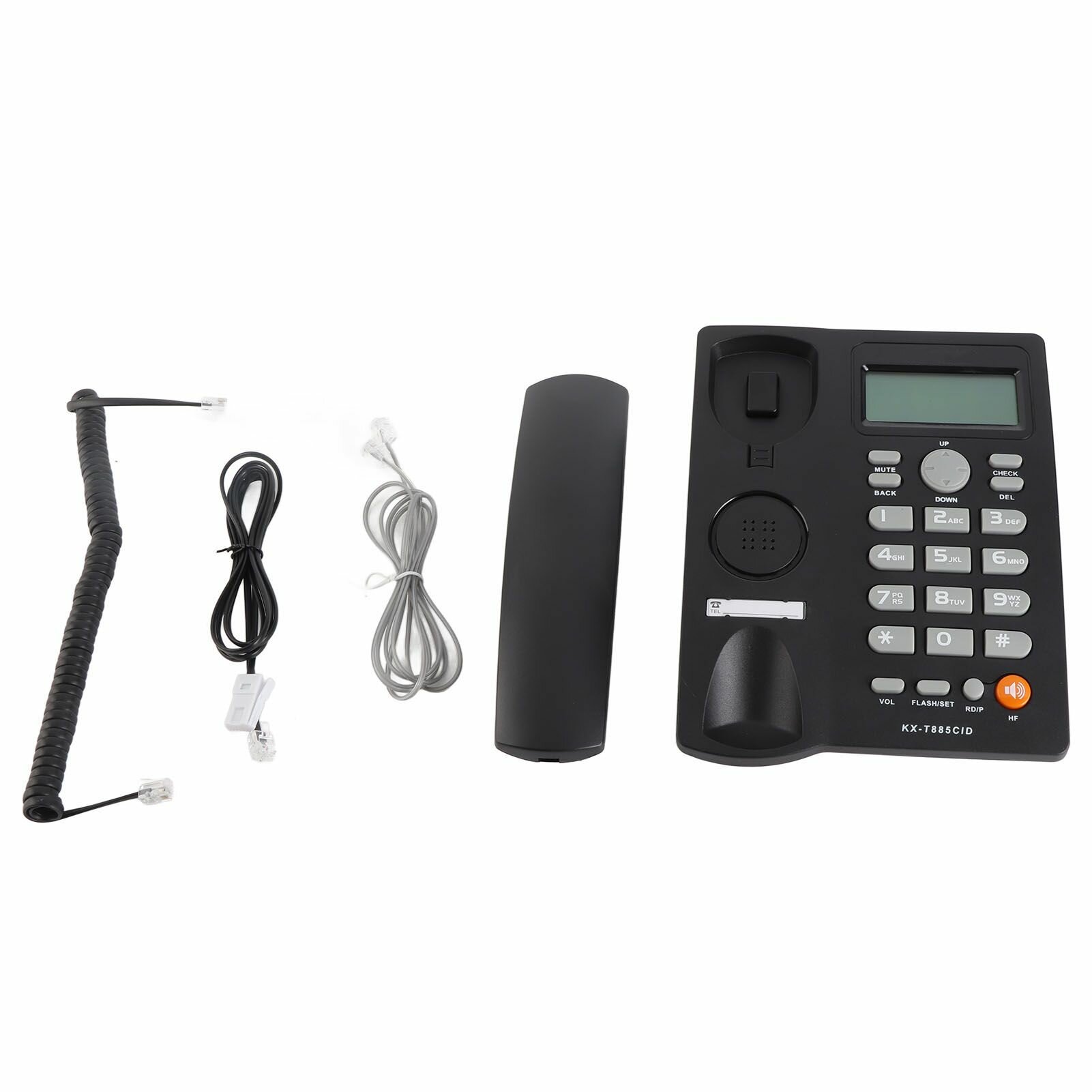 Настольный стационарный телефон черного цвета с идентификатором вызывающего абонента, быстрым набором, функцией отключения звука, громкой связью, проводным телефоном для использования в гостиницах