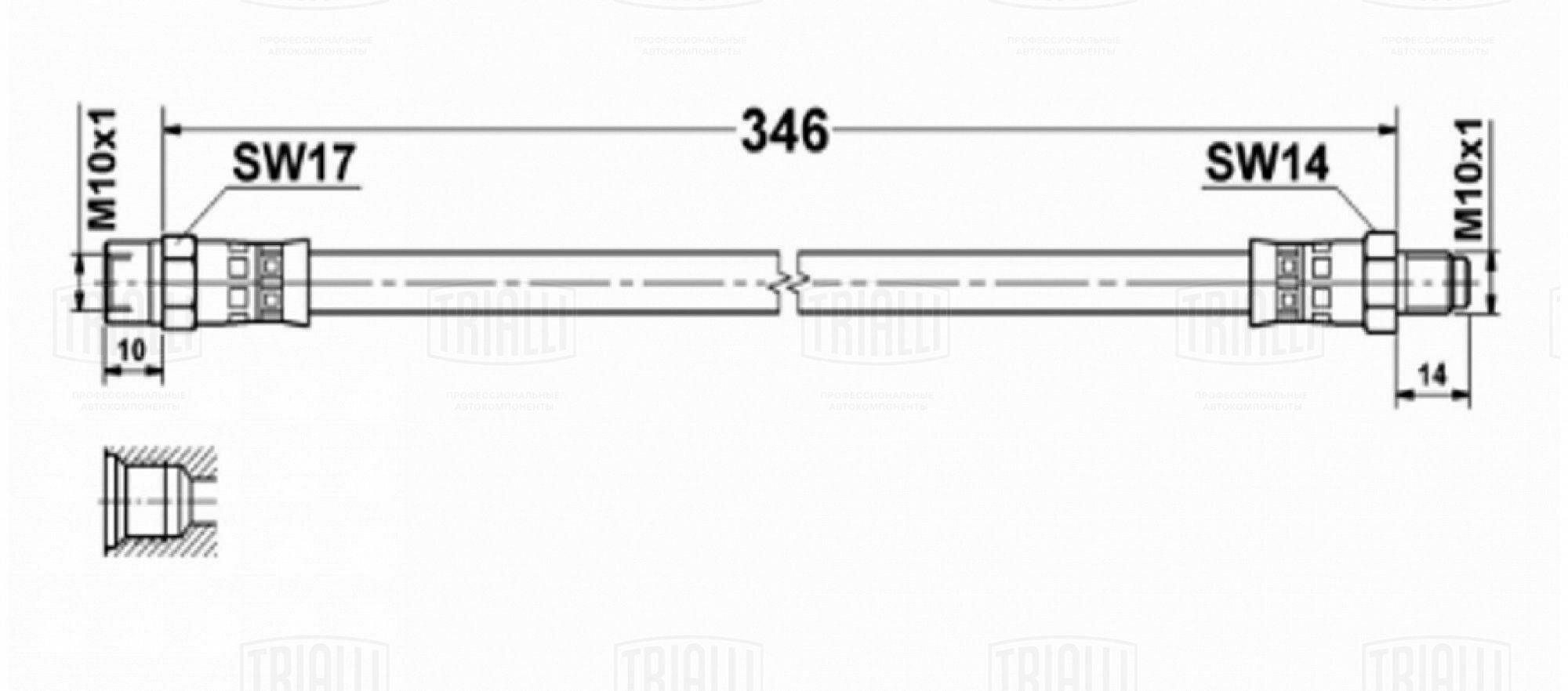 Trialli шланг тормозной для автомобилей передний l 370мм bf4814
