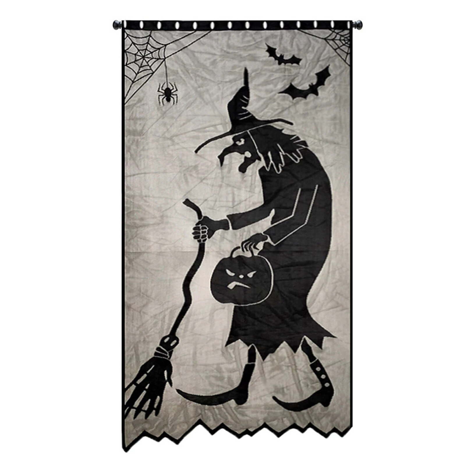 Завесы для двери с жутким узором из черного кружева, элементы Хэллоуина, украшение для семейных вечеринок Хэллоуин, материалы: полиэстер, типы: круглая настольная скатерть с пятиконечной звездой и пауком, настольный флаг, коврик для камина, абажур с