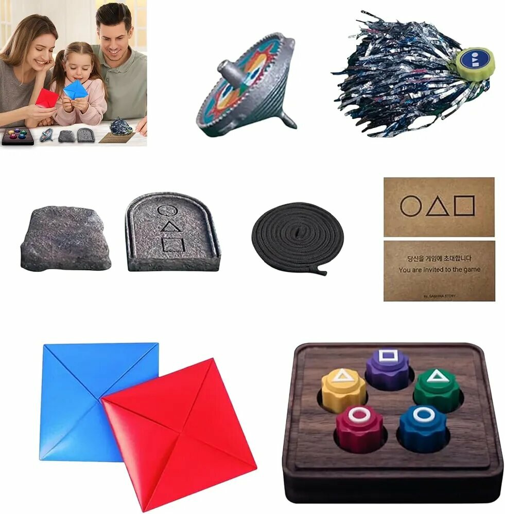 Набор корейских игр: Гонги, Джеби Чаги и игры из "игра в кальмара 2" для семьи и друзей