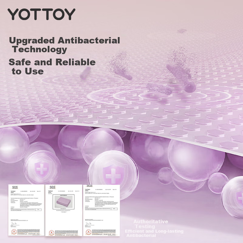 Yottoy Foldable Yoga Mat Antibacterial Nap Mat Home Extra Large Extra Wide Extra Thick Professional Non-Slip Fitness Mat Soft Mist Purple