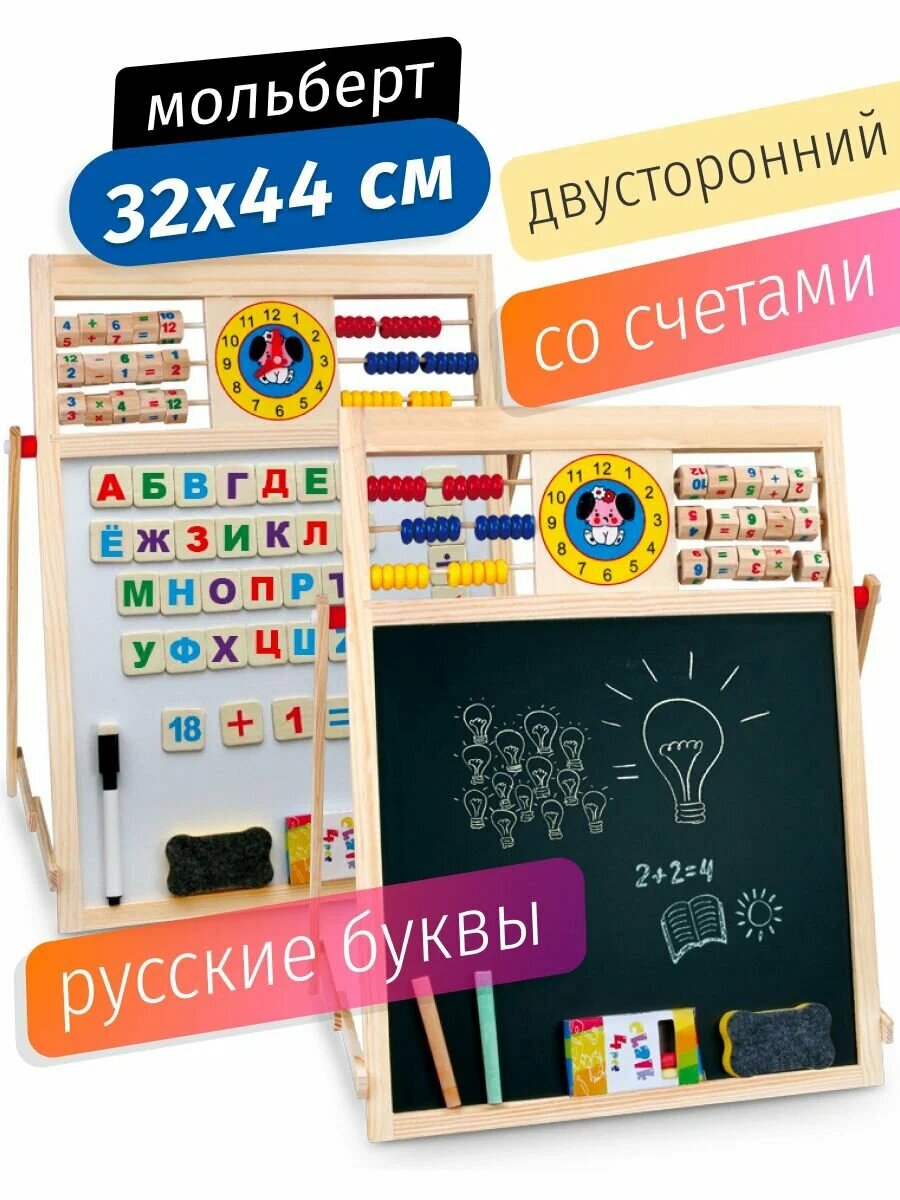 Магнитная двусторонняя доска "Рисуй и стирай" 32×44 см – развиваем творчество и обучаемся играючи!