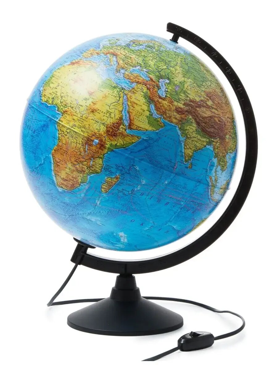 Глoбус с подсветкой школьный физический 320 мм