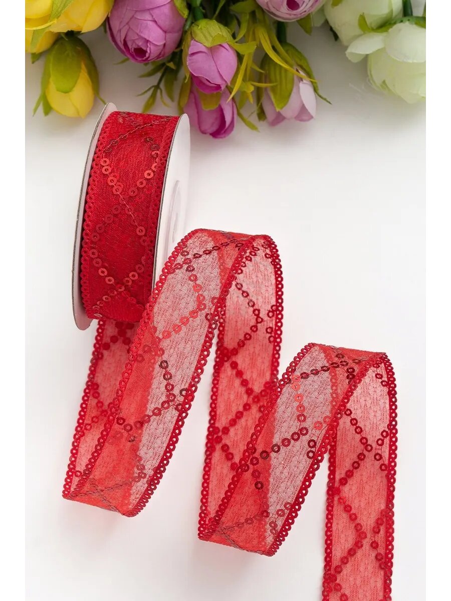 Лента с пайетками 2,5см (10 ярдов)