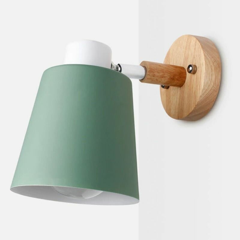 Настенный светильник WOGOW "Сканди", дерево, нержавеющая сталь, 1 лампочка, бирюзовый
