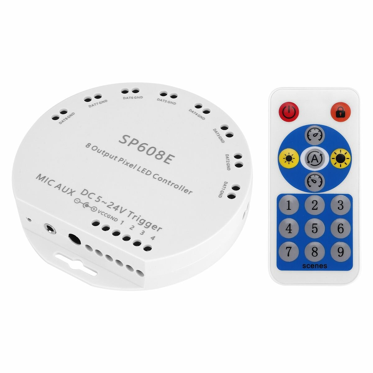 SP608E DC5V-24V WS2812B Bluetooth APP Музыкальный контроллер с пультом дистанционного управления 8 CH SP602E 4 WS2811 WS2815 Светодиодная лента