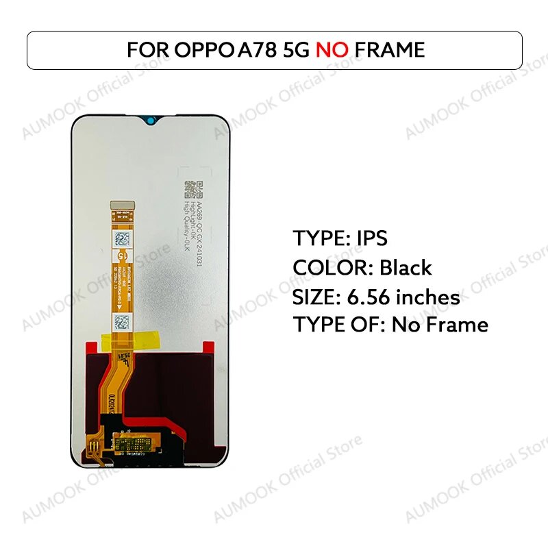 6,56-дюймовый IPS ЖК-дисплей для Oppo A78 5G CPH2483 CPH2495, дигитайзер сенсорного экрана No Frame