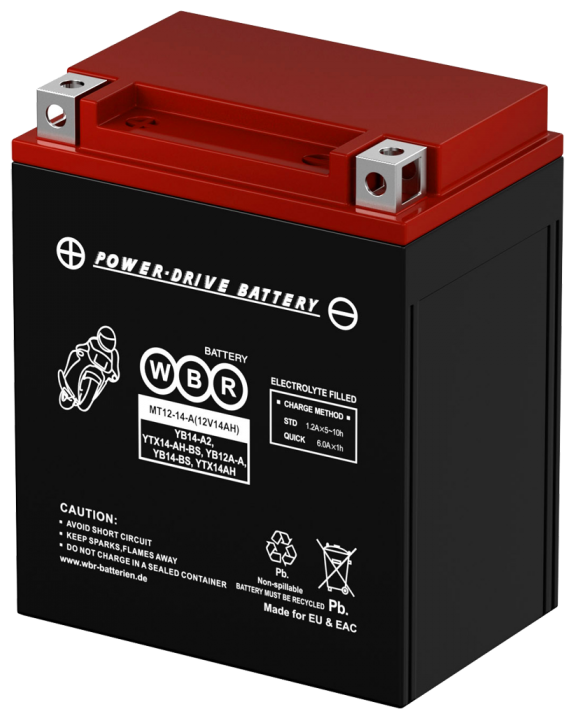 Аккумулятор мотоциклетный WBR MT 12-14A YB14-BS 12V 14Ah AGM