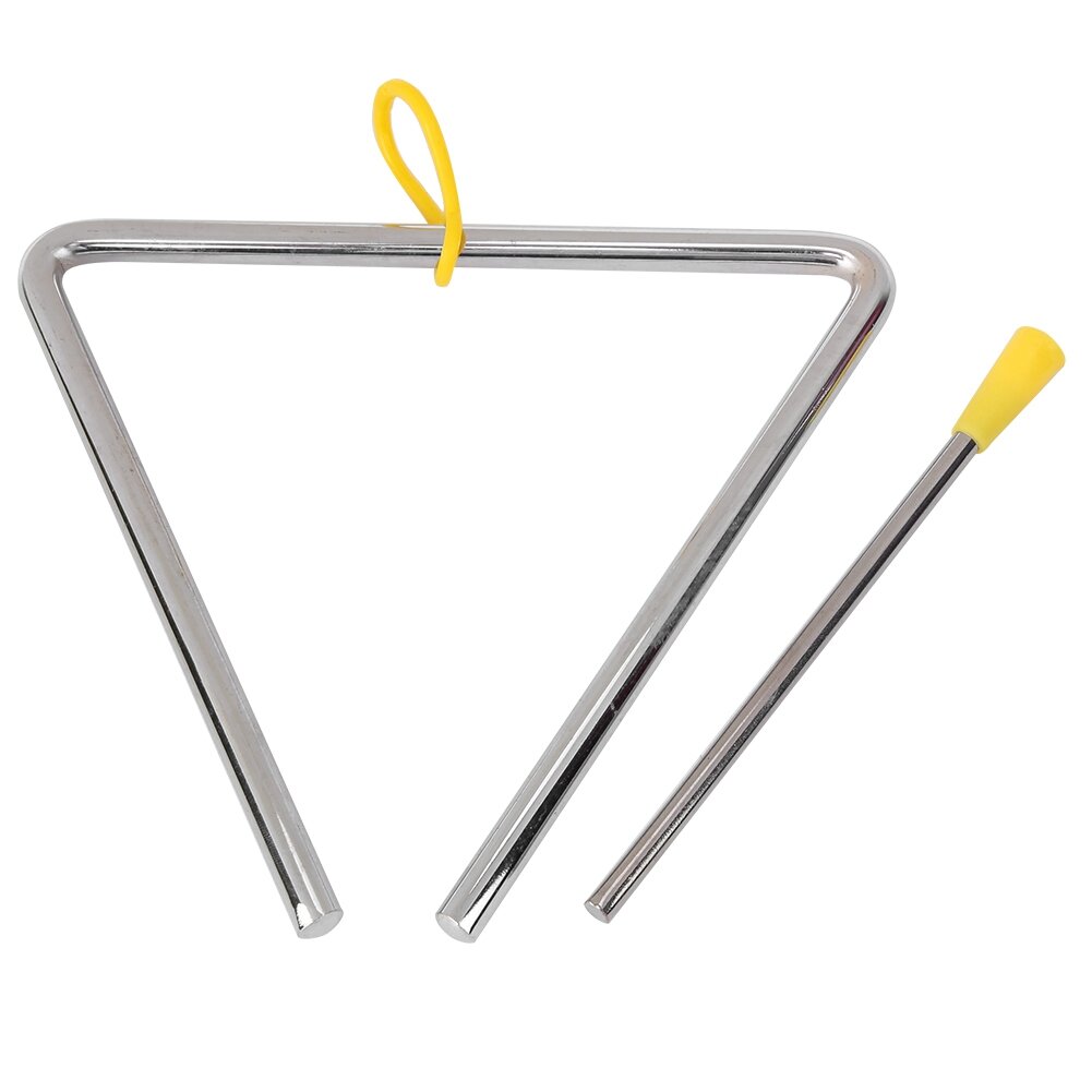 Высокий музыкальный треугольник 6 -дюймовый стальной инструмент треугольник с желтой вешалкой для детей