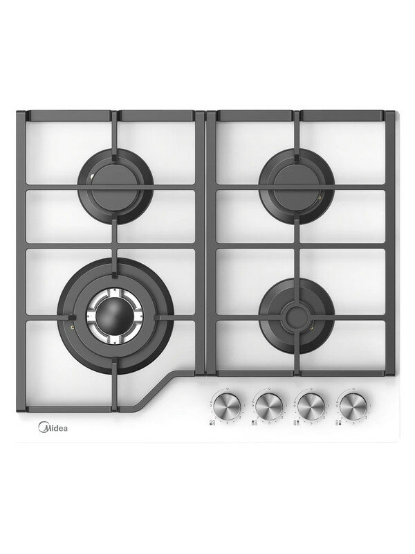 Варочная панель Midea MG693TGW, газовая, независимая установка, серебристая