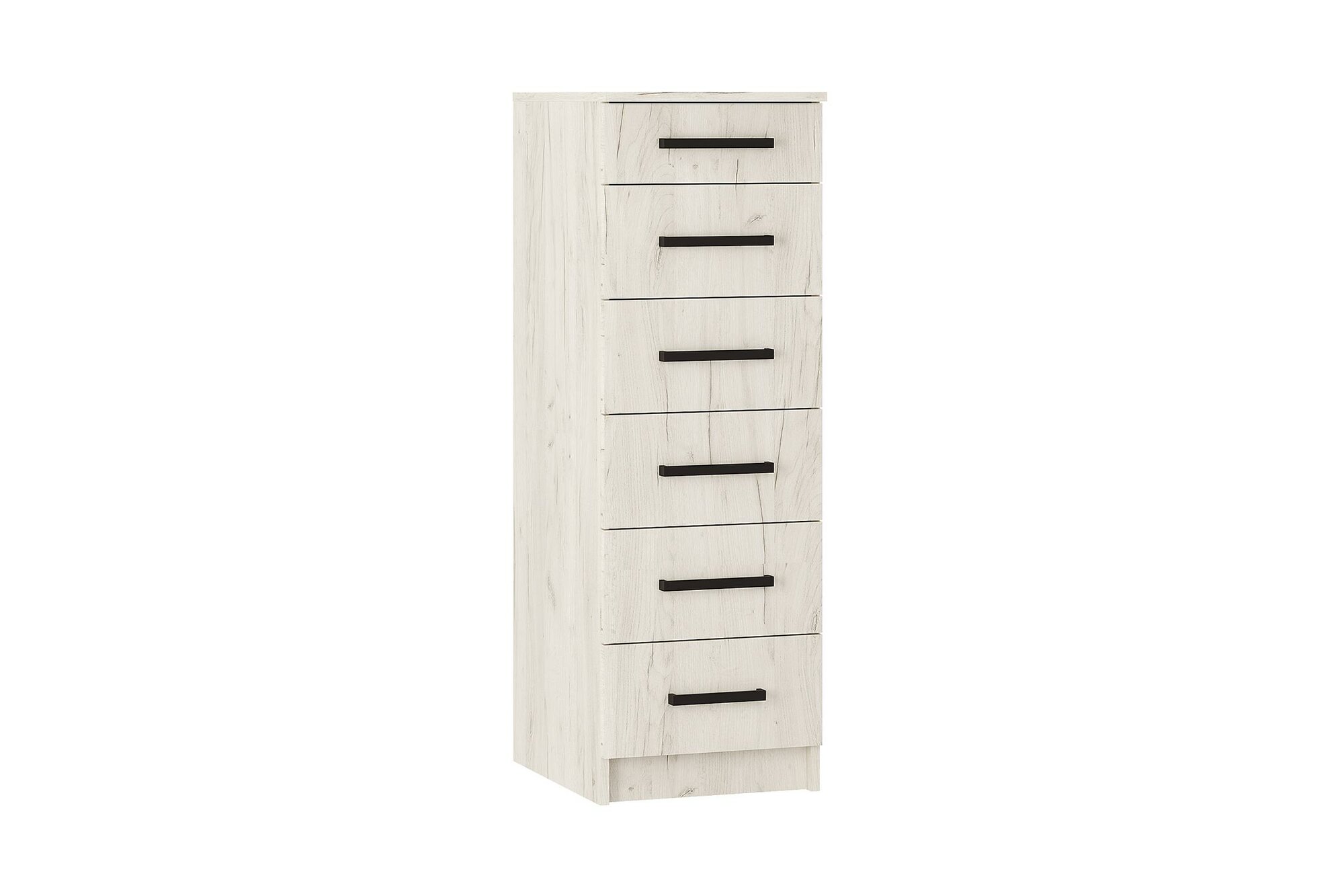 Комод для одежды Нонтон Фиеста, 40x50x120 см, 6 ящиков, дуб крафт белый