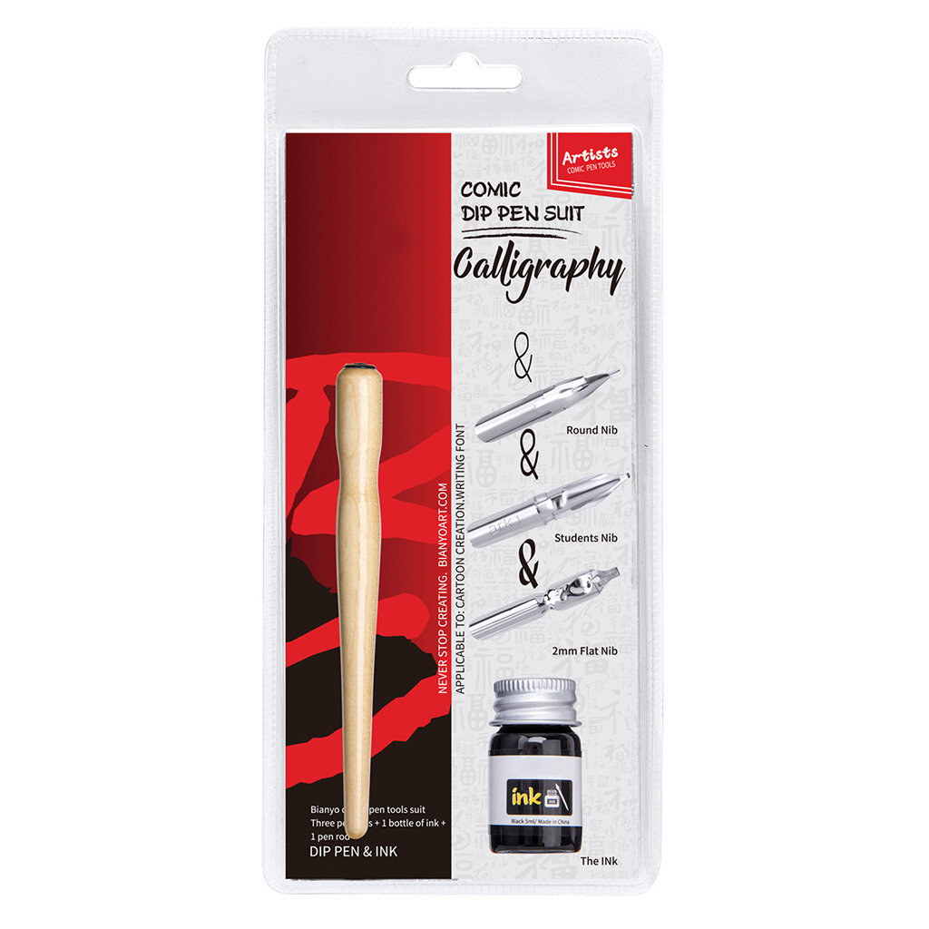 Dip Pen Set Rawing 3 Nibs Деревянный держатель чернил инструменты каллиграфии