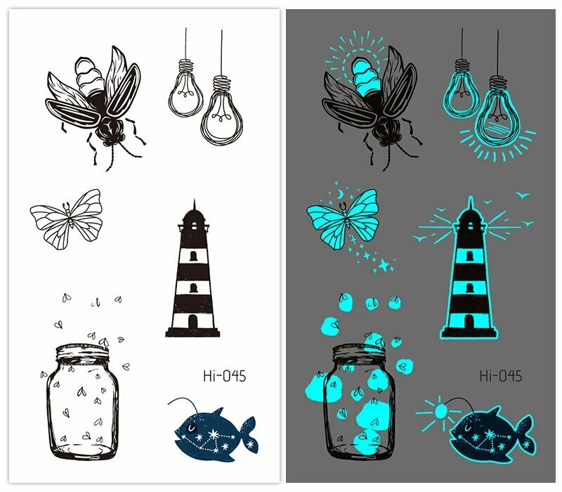 Светящиеся тату-наклейки Butterfly 1 шт Hi-045