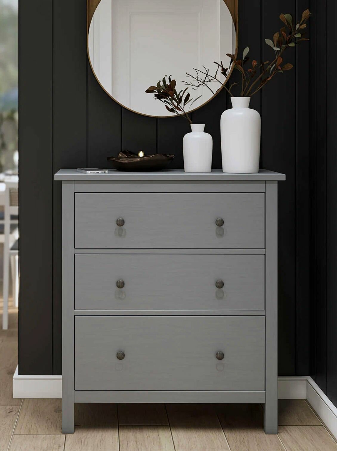 Комод кымор 3 ящика мини Hemnes/Кымор, 3 ящика, серый