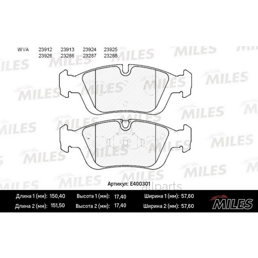 MILES E400301 Колодки тормозные BMW E36/E46/Z3 E36/Z4 E85 98- пер. LowMetallic