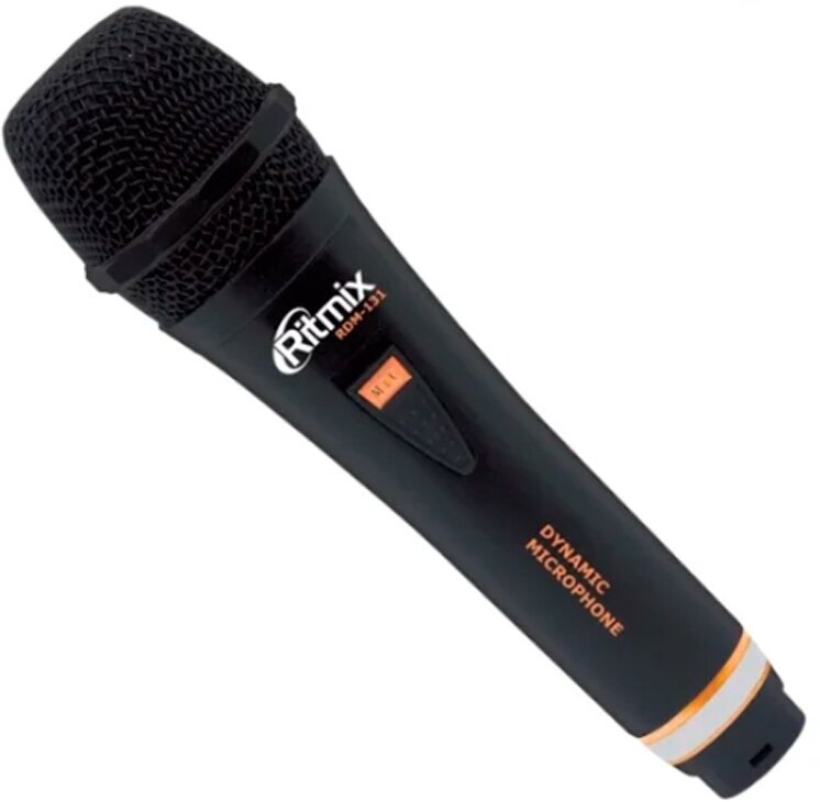 Микрофон динамический, однонаправленный Ritmix, RDM-131, пластик, 80-15000Гц, 68 дБ ± 3 дБ, с кабелем 3м, цвет: чёрный