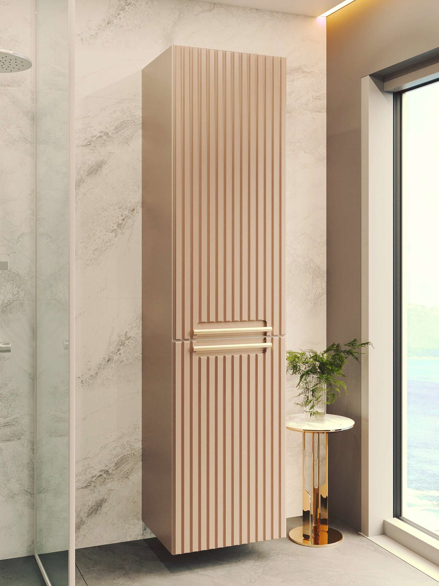 Шкаф пенал в ванную с корзиной для белья подвесной Bella графит, правое открывание, аквакрафт