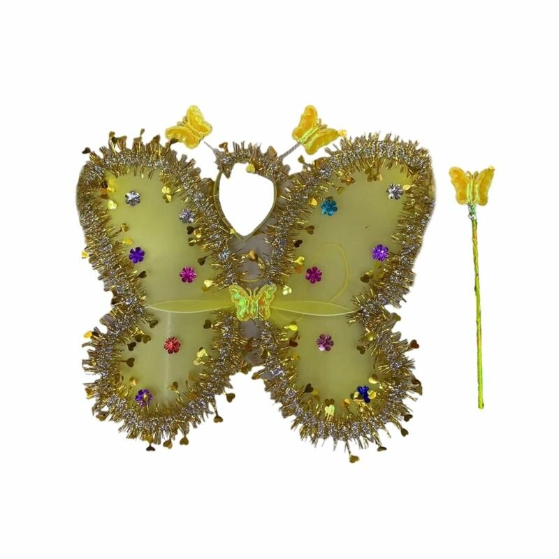 Набор Крыльев Бабочки Из Золотистого Шелка-Желтый